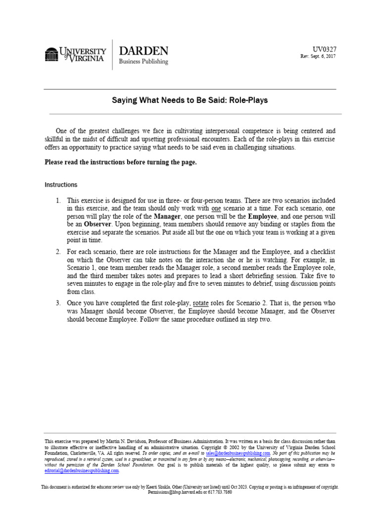 Role Play | PDF | Leadership | Performance Appraisal