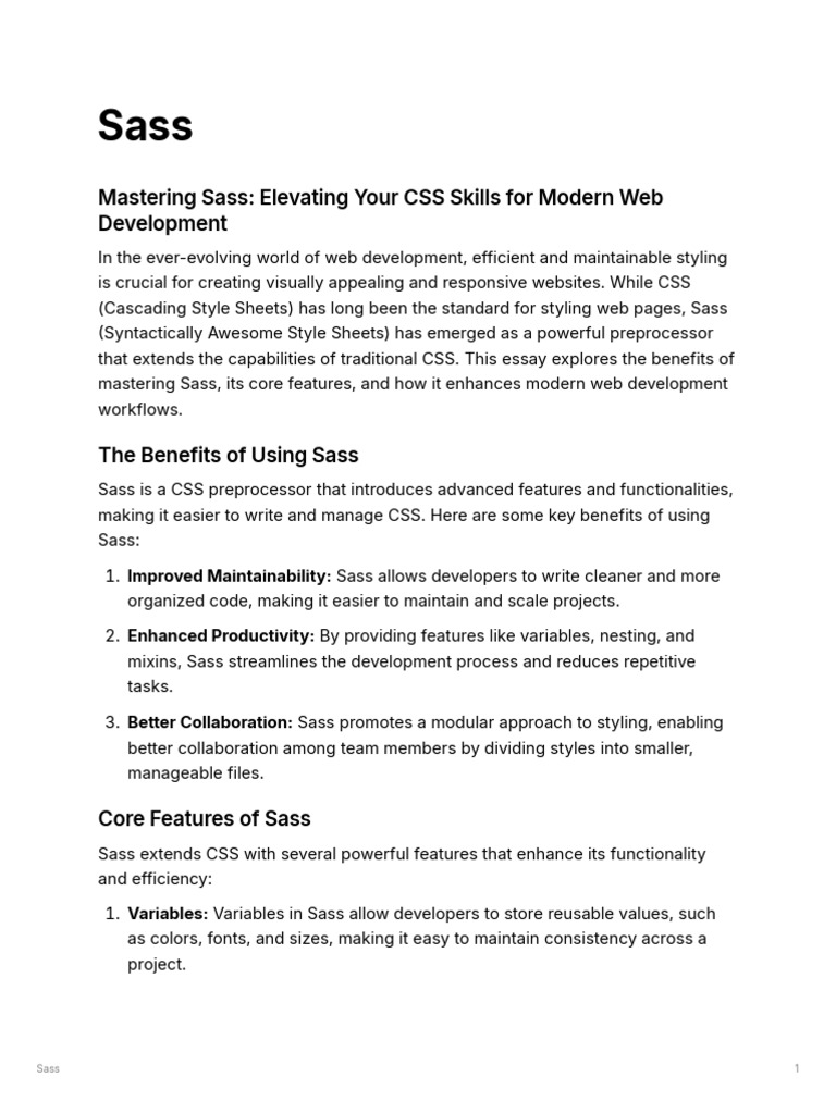 Sass | PDF | Web Development | World Wide Web