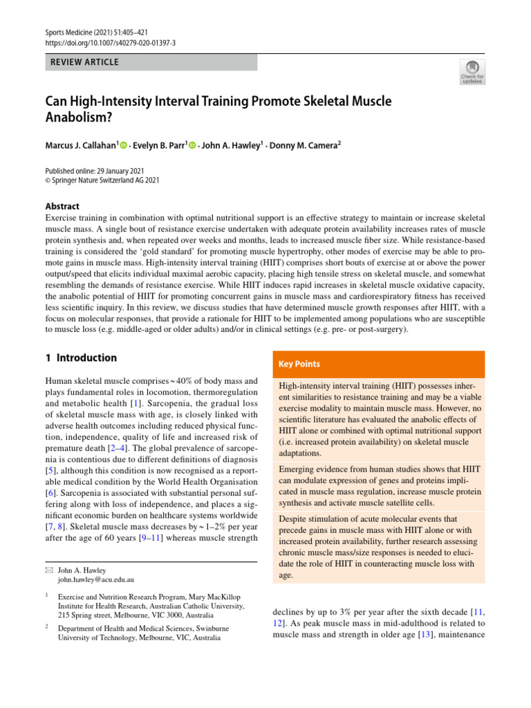 Can High-Intensity Interval Training Promote Skeletal Muscle Anabolism ...