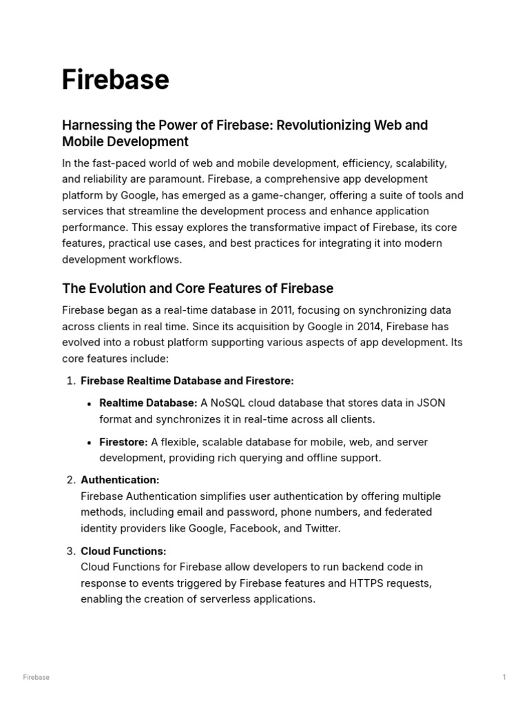 Firebase | PDF | Databases | Cloud Computing Firebase | PDF | Databases | Cloud Computing