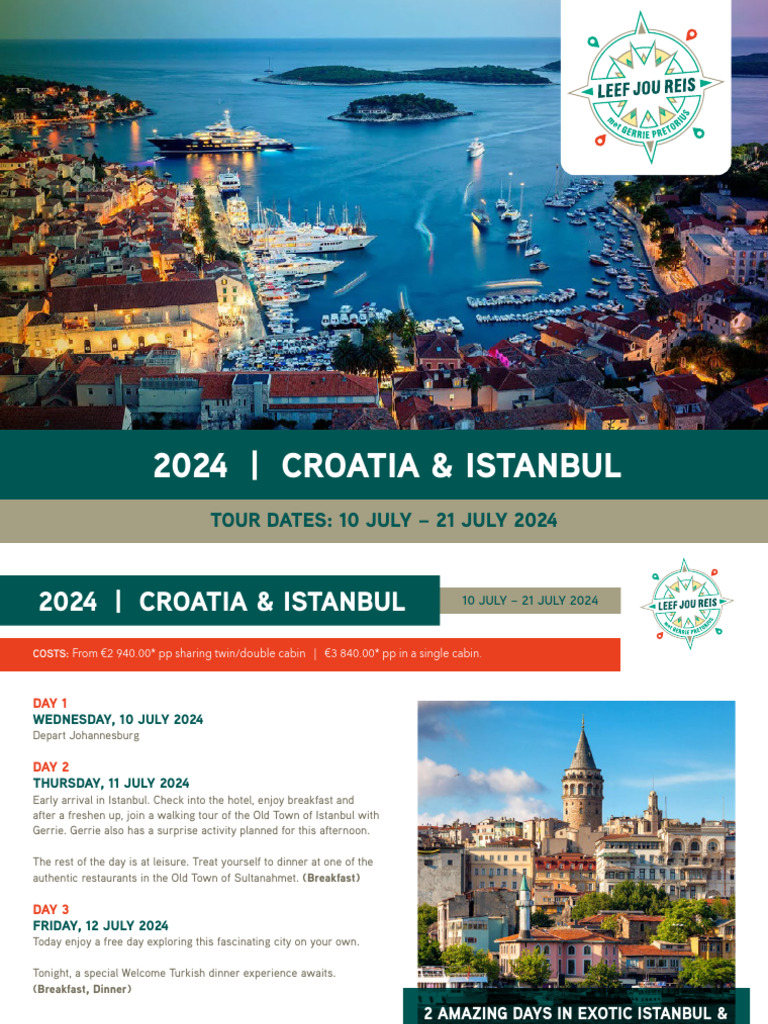 Croatia 2024 Day To Day Itinerary | PDF | Banks
