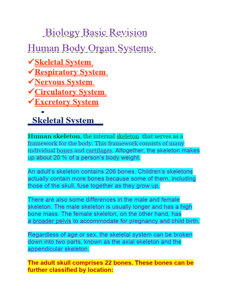 Overview of the Skeletal System | PDF