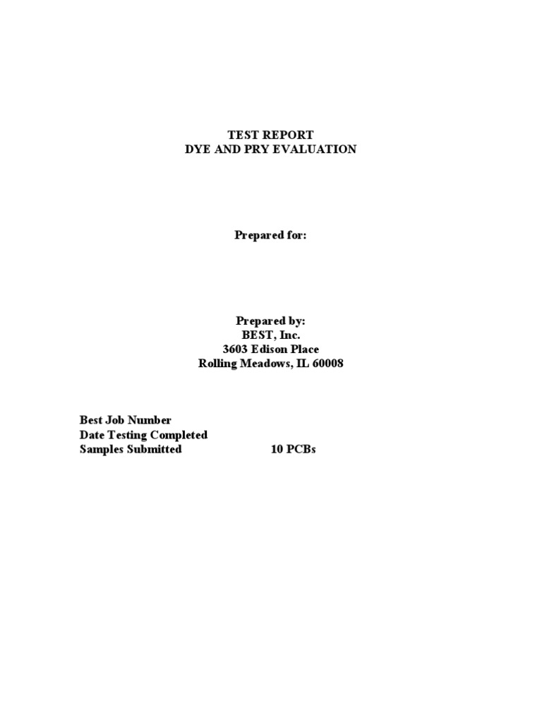 Dye and Pry Sample Report | PDF | Materials | Nature