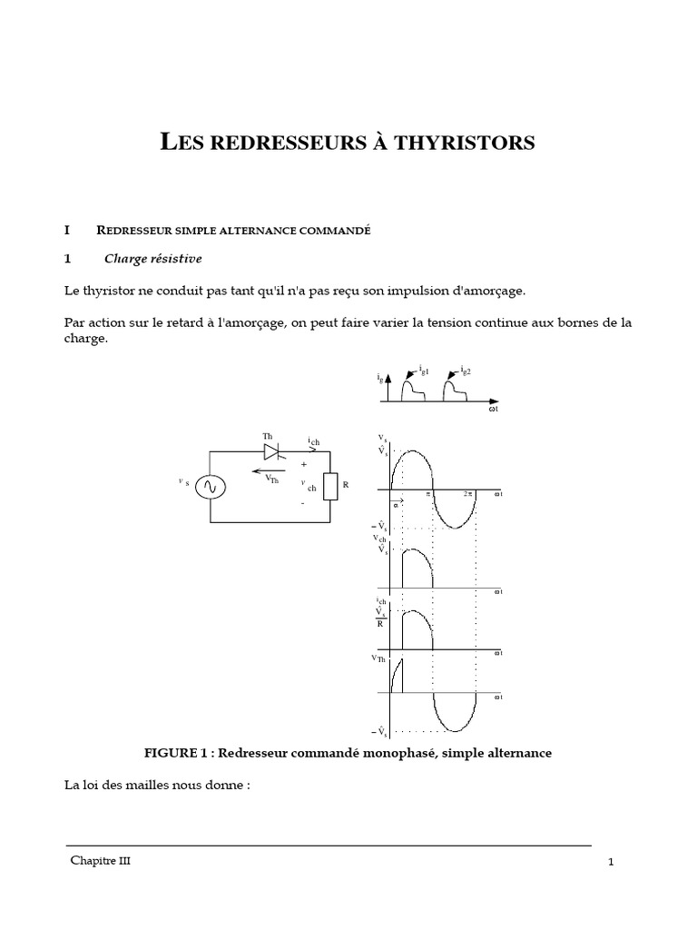 Chapitre 3 Cours Redresseur Thyristor | PDF | Redresseur | Équipements électriques