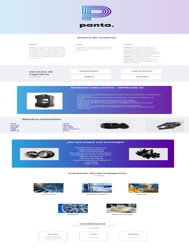 Brochure 3D Panta | PDF | Impresión 3d | Ingeniería