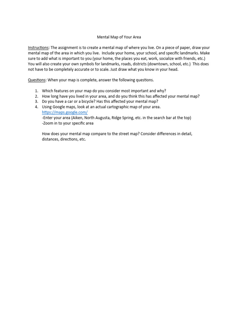 Create A Mental Map Assignment | PDF
