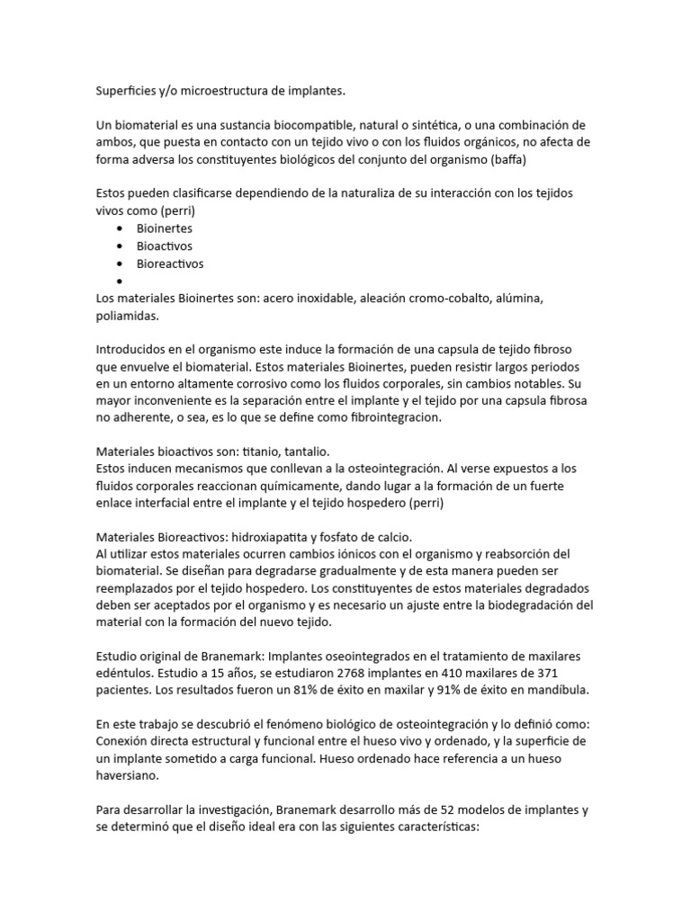 Microestructura y Biocompatibilidad de Implantes | PDF | Biomaterial ...