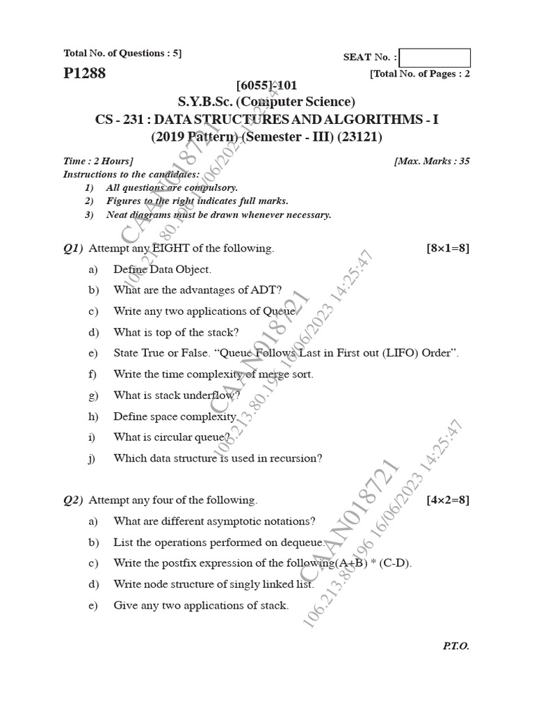 Apr 23 Cs 231 Data Structures And Algorithms I Pdf Algorithms And Data Structures