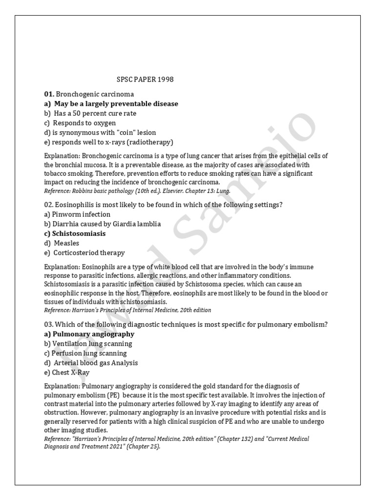 SPSC Paper 1998 by Jawad | PDF | Hepatitis | Gallbladder