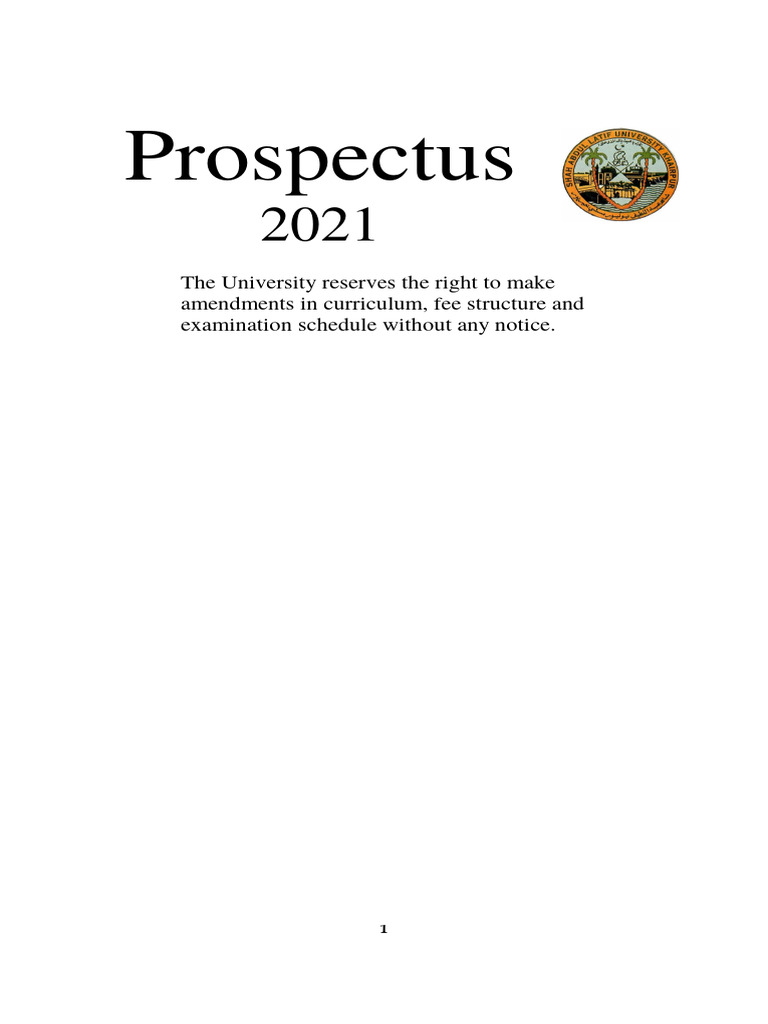 Prospectus 2021 | PDF | University And College Admission | Academic Degree