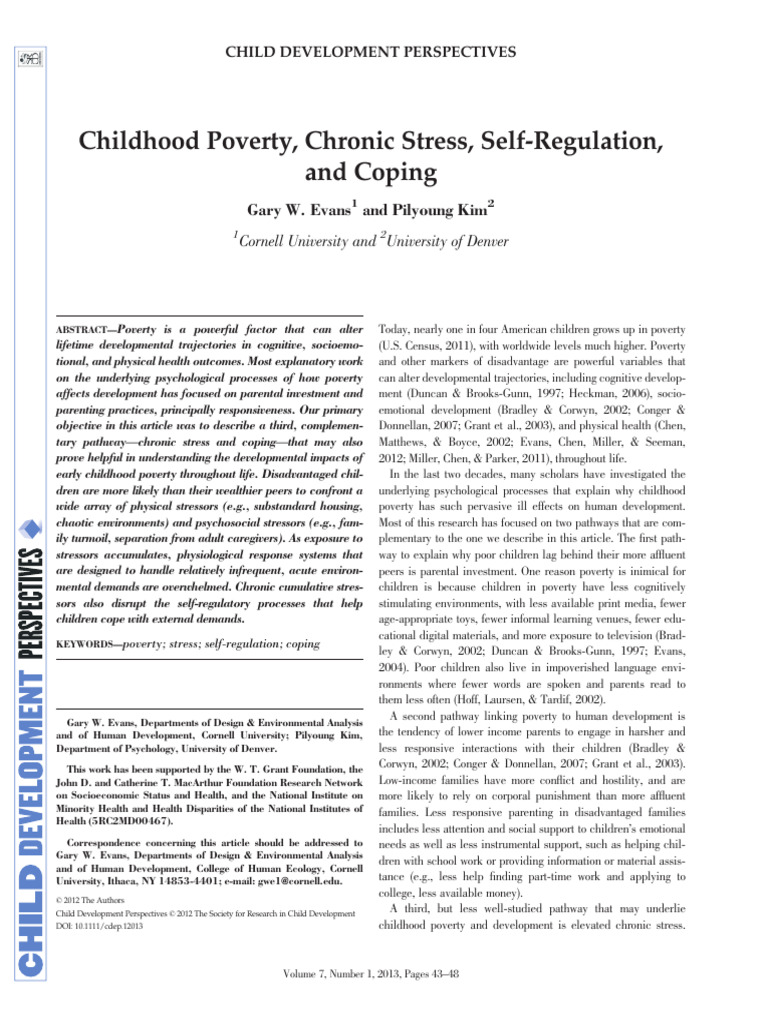 Child Dev Perspectives - 2012 - Evans - Childhood Poverty Chronic ...