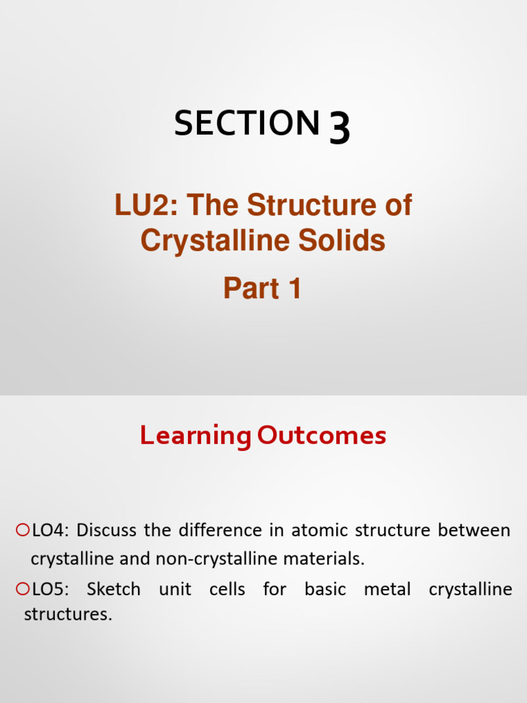 Section 3 - The Structure of Crystalline Solids - Part 1 | PDF | Crystal Structure | Crystal