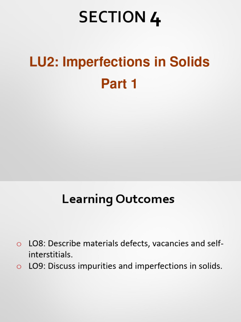 Section 4 - Imperfections in Solids - Part 1 | PDF | Dislocation | Crystallite