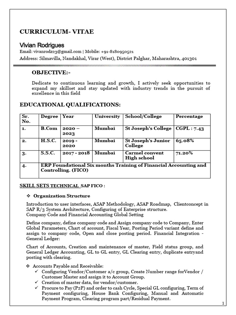 0 - Resume of Vivian-1 | PDF | Computing | Information Technology