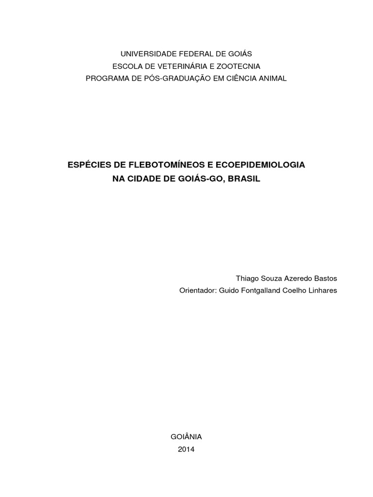 Dissertacao2014 - Thiago - Azeredo - PDF ESPÉCIES DE FLEBOTOMÍNEOS E ECOEPIDEMIOLOGIA | PDF ...