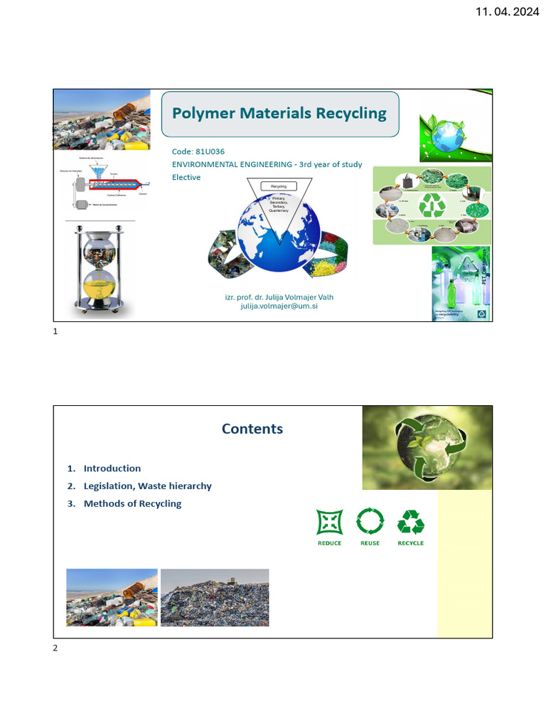 Polymer Materials Recycling Overview | PDF | Polymers | Life Cycle ...