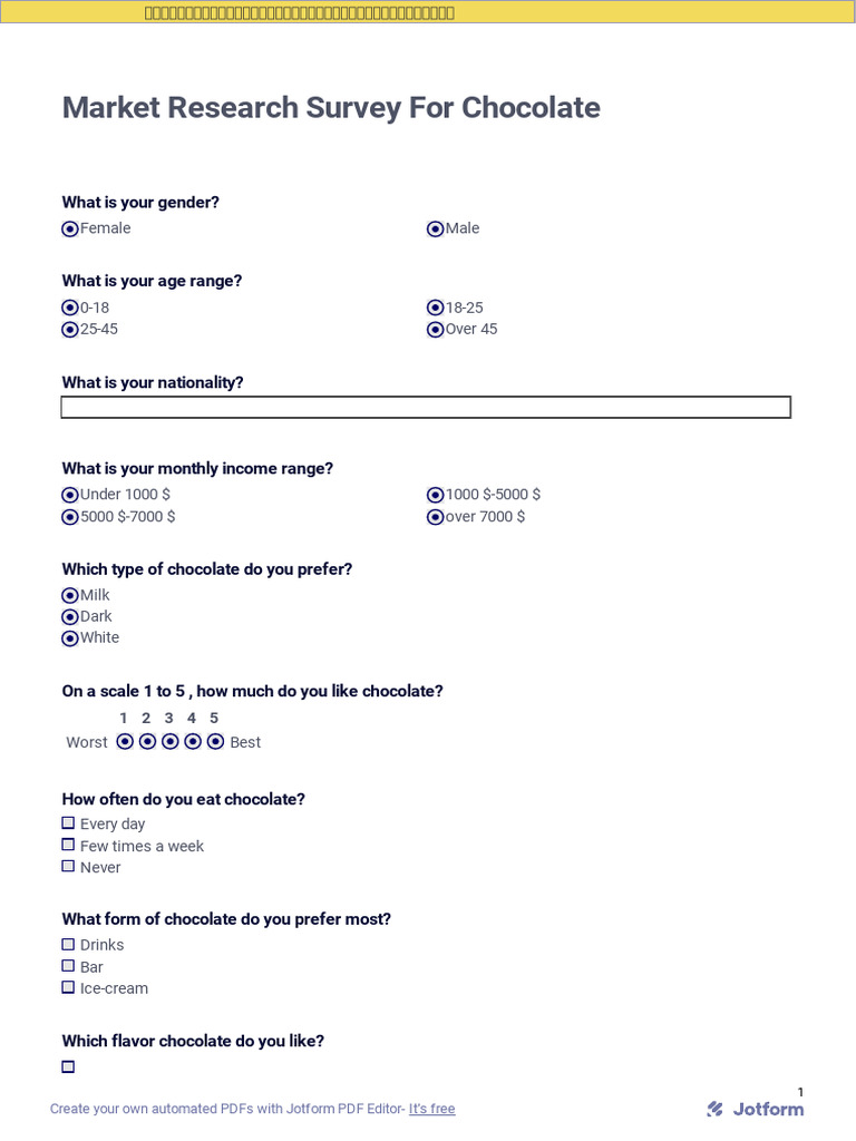 Market Research Survey For Chocolate | PDF