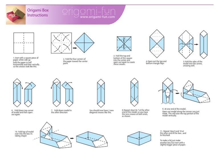 Origami Box With Lid Printable Instructions Origami Box With Wrap Lid