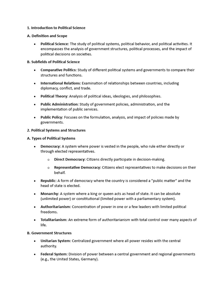 Political Science Notes Grade 10 | PDF | Government | Democracy
