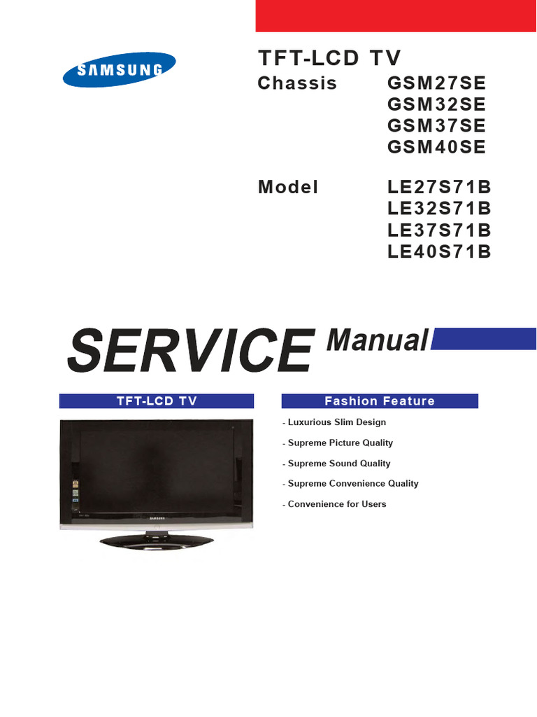 TFT-LCD TV Samsung | PDF | Electrostatic Discharge | Electrical Connector
