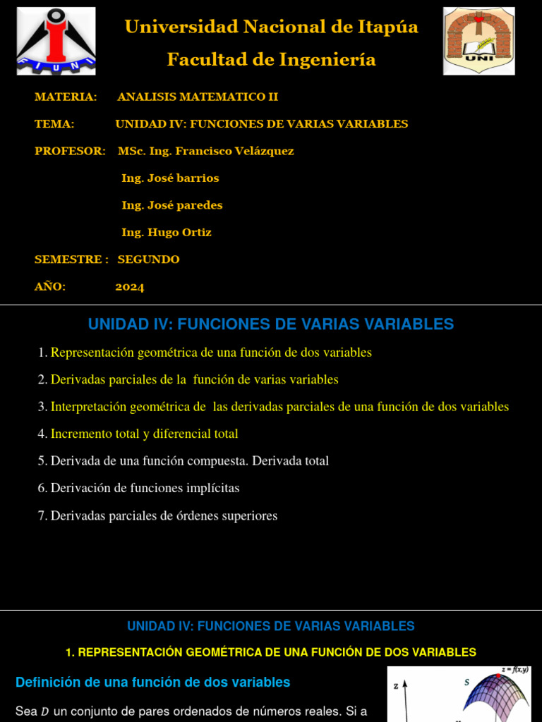 .4 - Unidad IV - Funciones de Varias Variables - 2024 | PDF | Derivado | Función (Matemáticas)