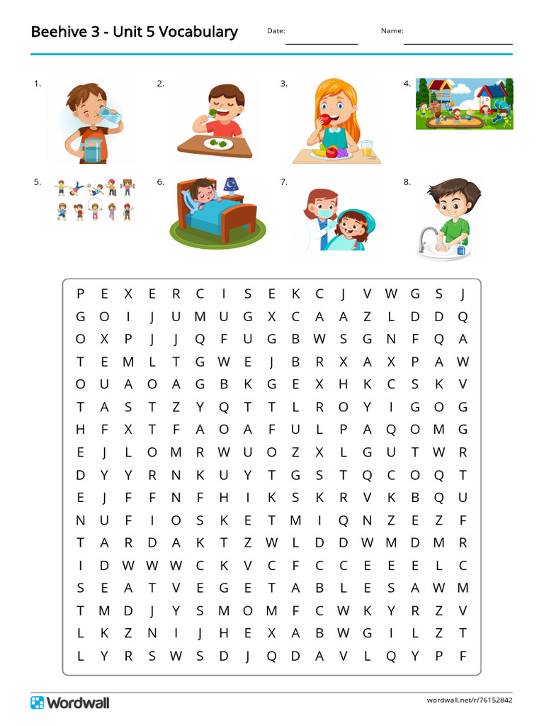 Beehive 3 Unit 5 Vocabulary Wordsearch | PDF