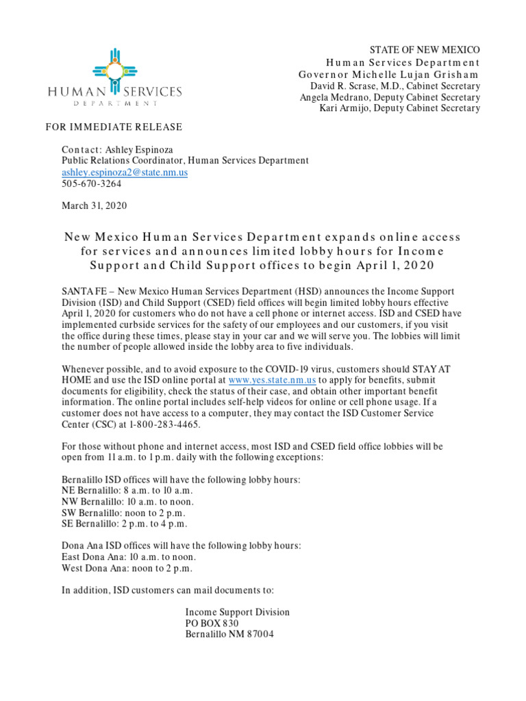 New Mexico Human Services Department Expands Online Access For Services ...