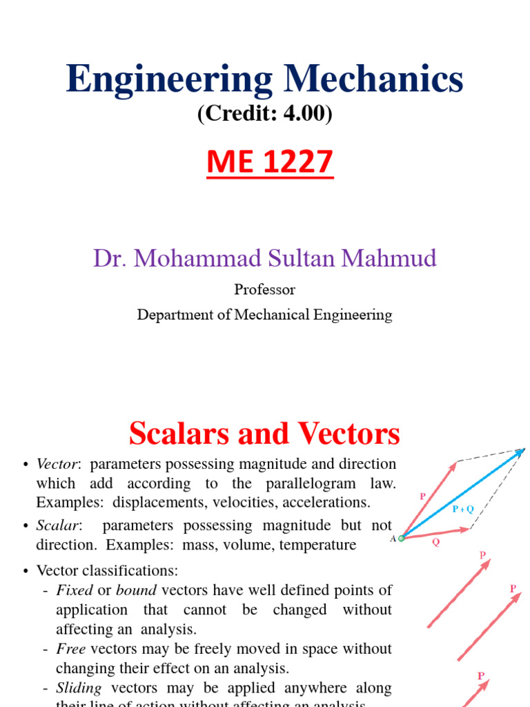 LN 2 - ME 1227 Engineering Mechanics | PDF | Euclidean Vector | Force