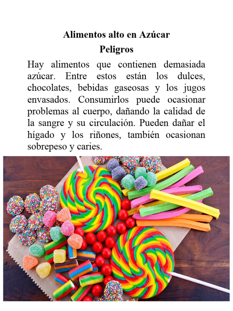 Peligros de Alimentos Altos en Azúcar | PDF | Cocina, comidas y vino