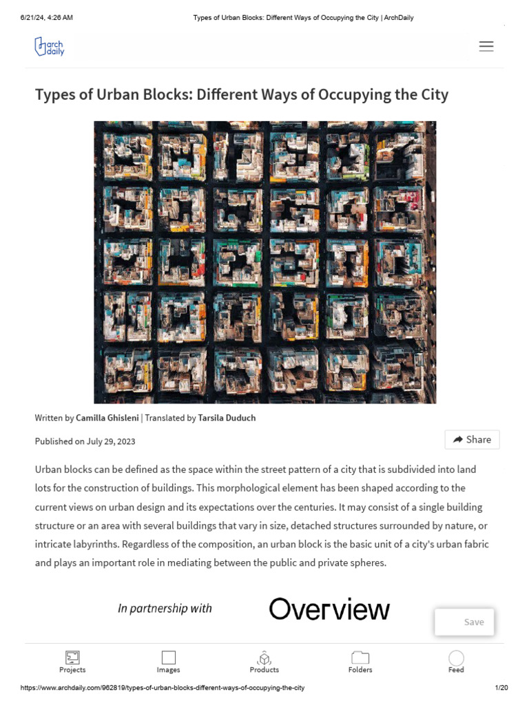 Types of Urban Blocks - Different Ways of Occupying The City - ArchDaily | PDF