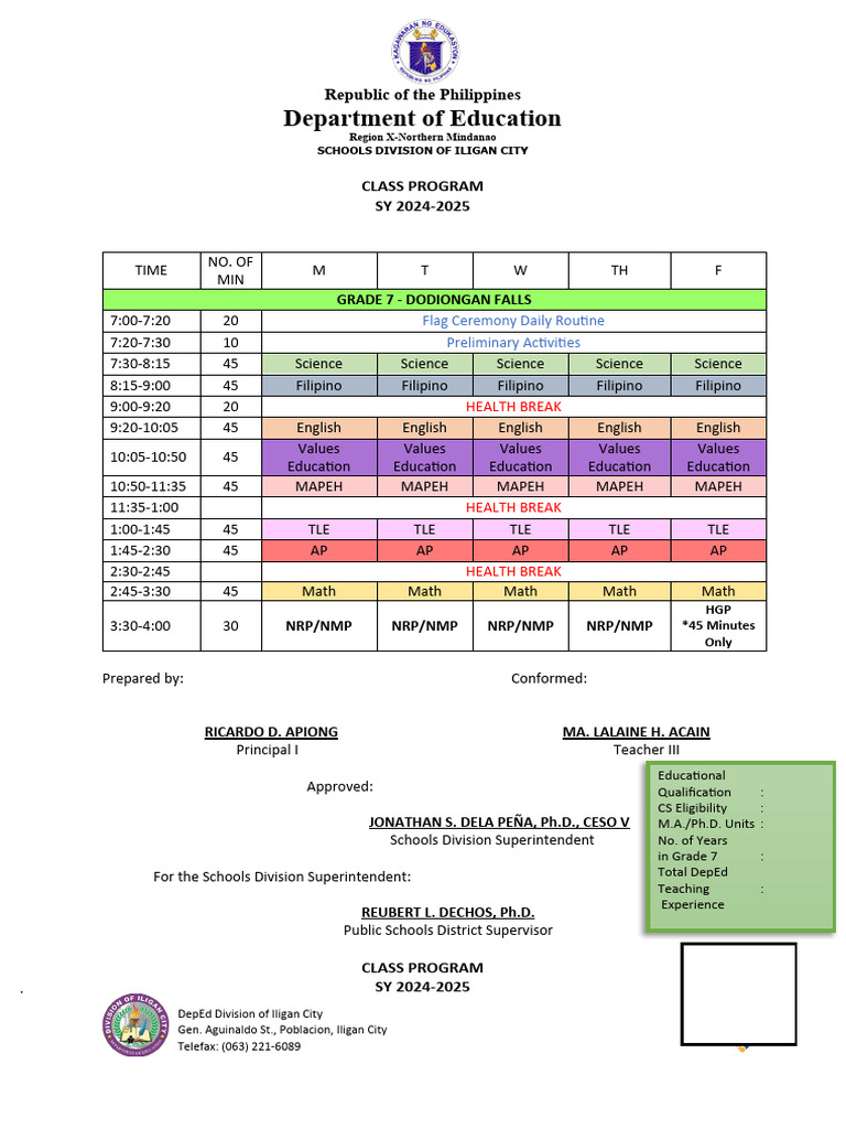Class Program 2024 | PDF | Philippines | Government