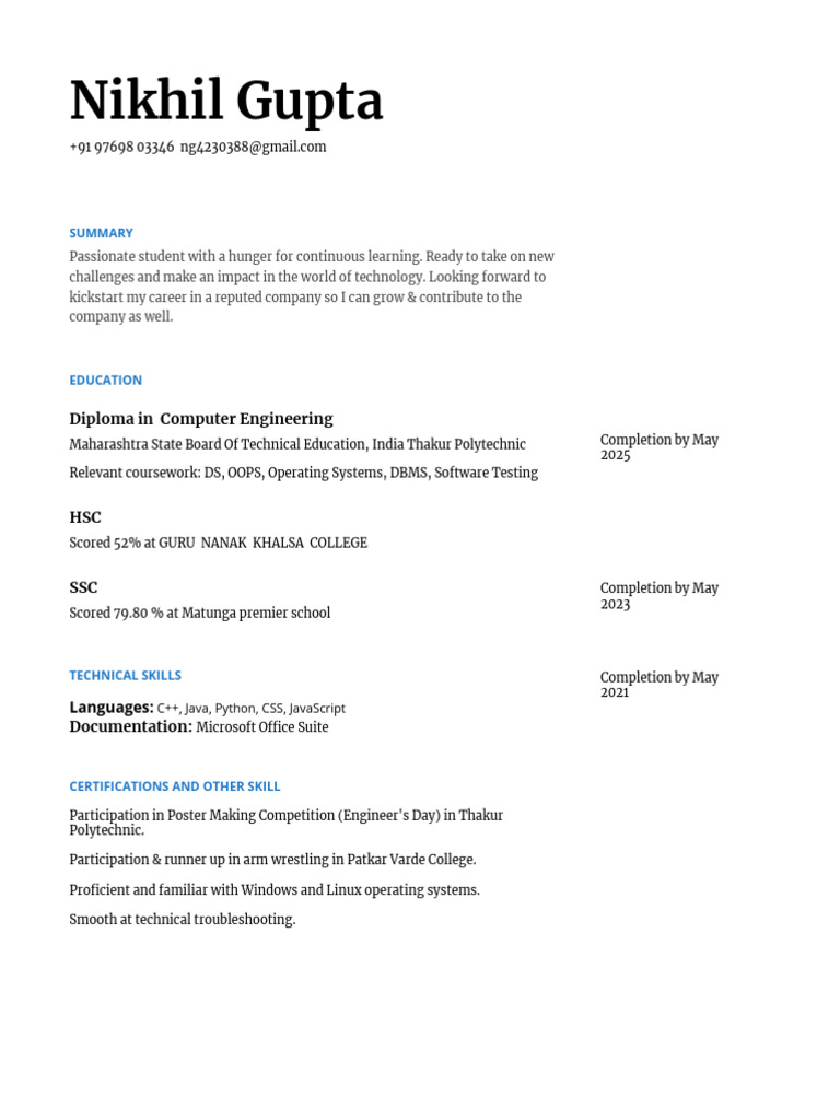 Nikhil Resume Docs | PDF