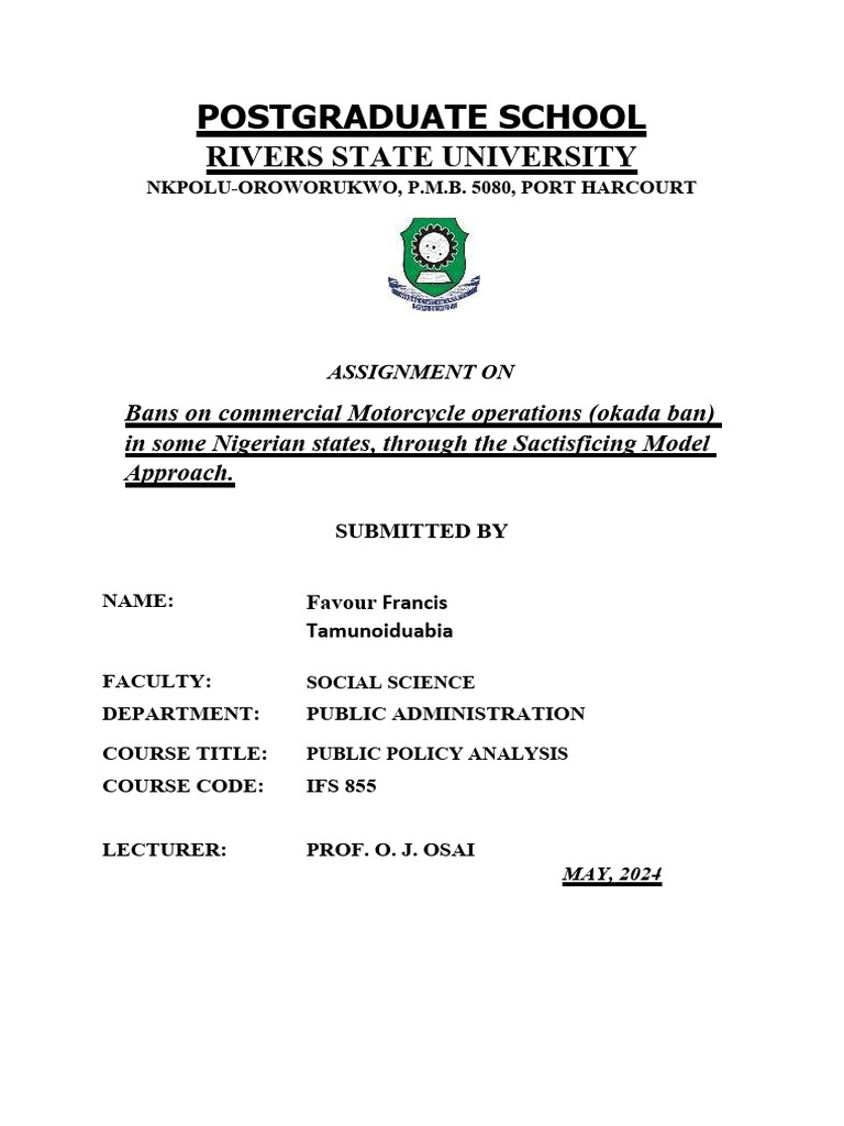 Analysis of Nigeria's Okada Ban Policy | PDF | Policy