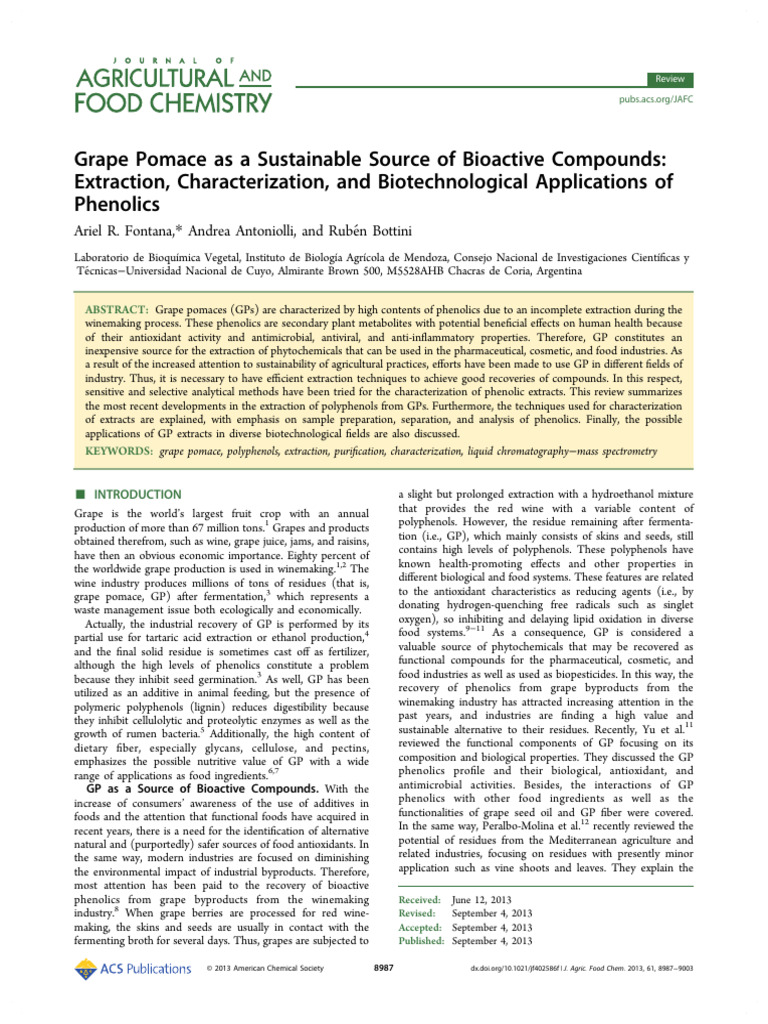 Fontana (2013) JAFC, Resveratrol | PDF | Phenolic Content In Wine ...