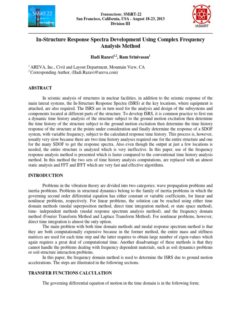 N Structure Response Spectra Development Using Complex Frequency Pdf Equations Discrete