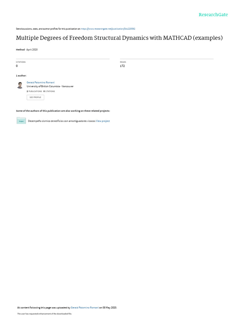 MDOF Dynamics Mathcad | PDF | Normal Mode | Eigenvalues And Eigenvectors