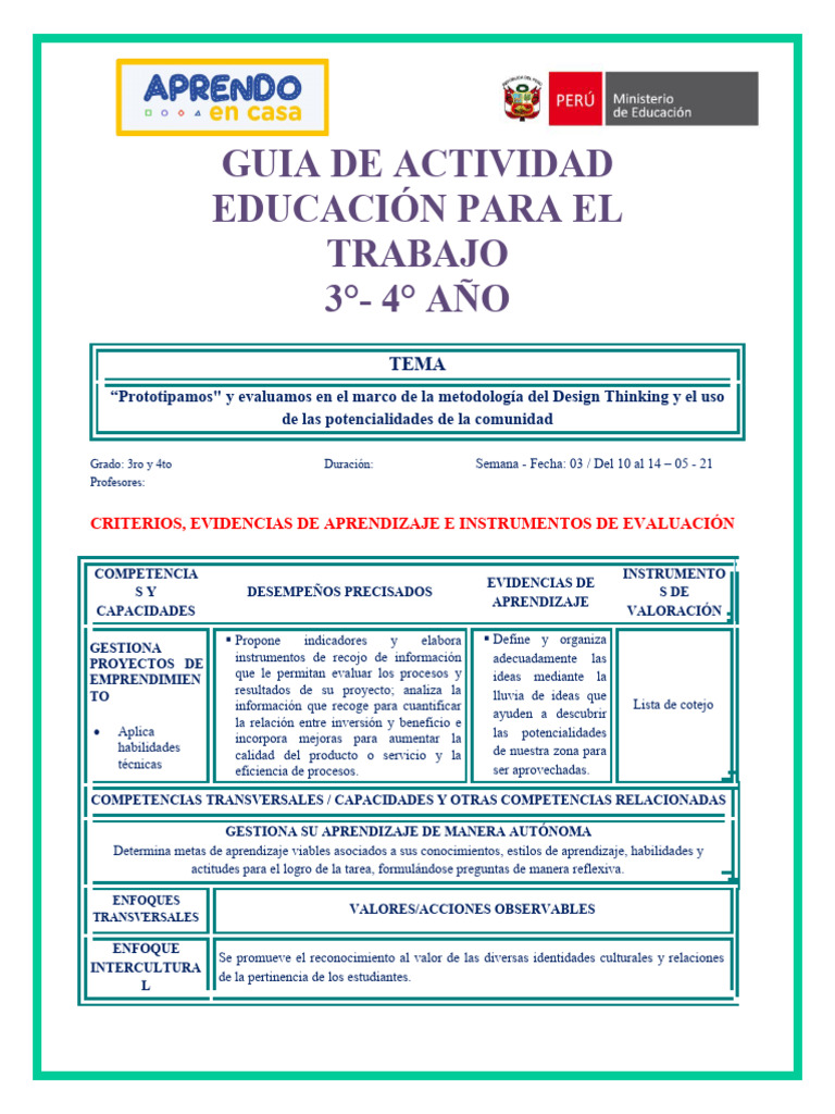 Sesion 3° - 4° Semana 3 - Exp 2 - Ept | PDF | Aprendizaje | Evaluación