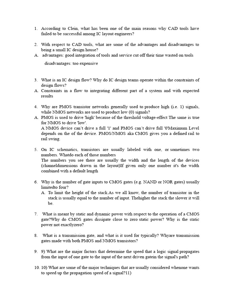 Layout Questions | PDF | Cmos | Logic Gate