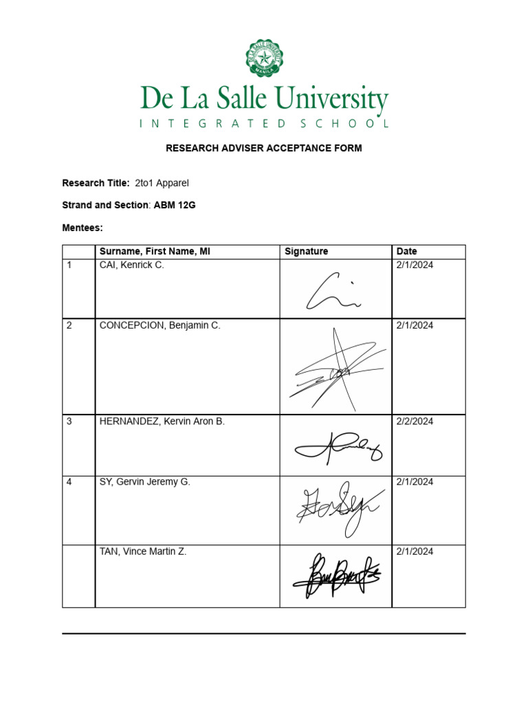 1 Research Adviser Acceptance Form 1 | PDF