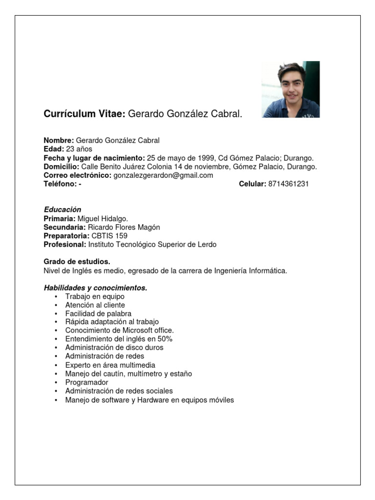 Curriculum Vitae Gerardo González Cabral | PDF | Informática