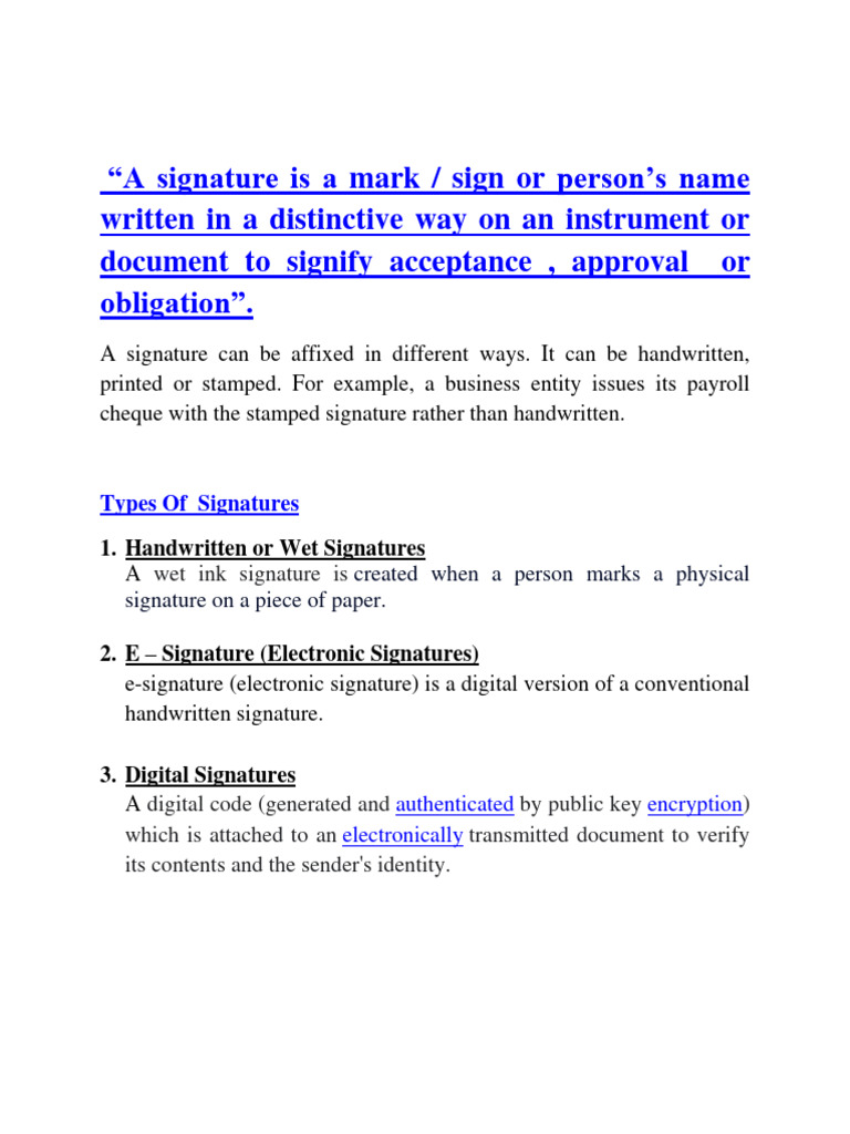 (Updated) Signature Definition, Types, Mistakes, Forgery, Traits | PDF ...
