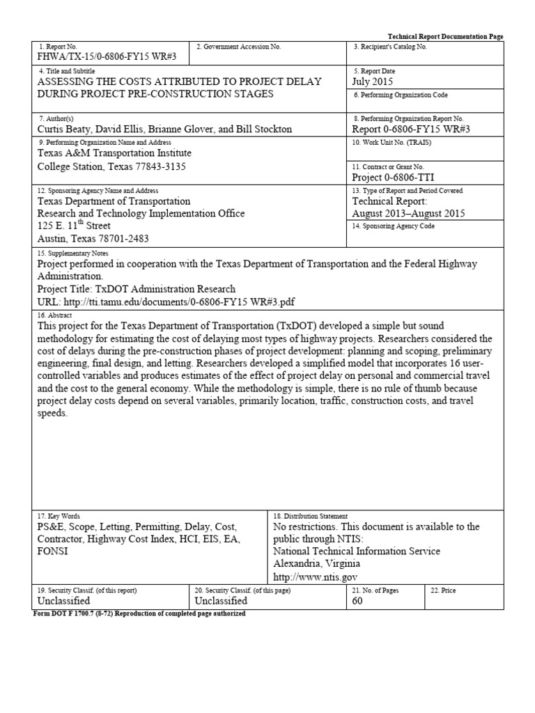 Project Delay Report | PDF | National Environmental Policy Act | Employment