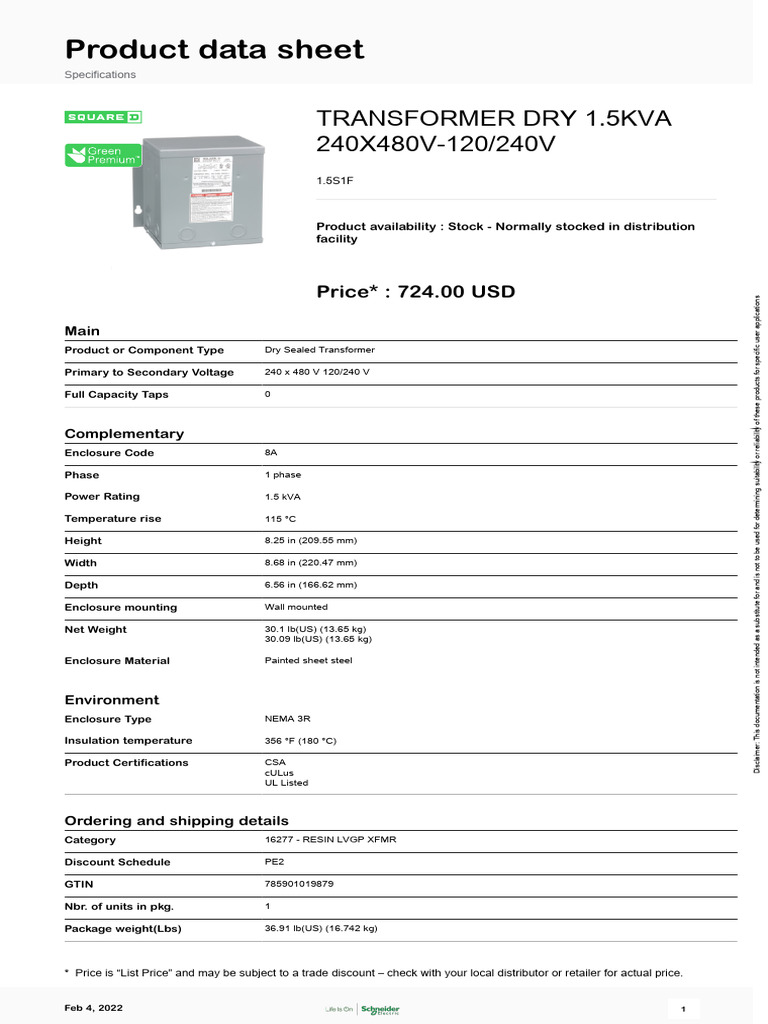 Low Voltage General Purpose Transformers - 1.5S1F | PDF | Transformer ...