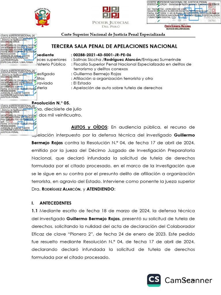 Tercera Sala Penal de Apelaciones Nacional | PDF | Debido al proceso ...