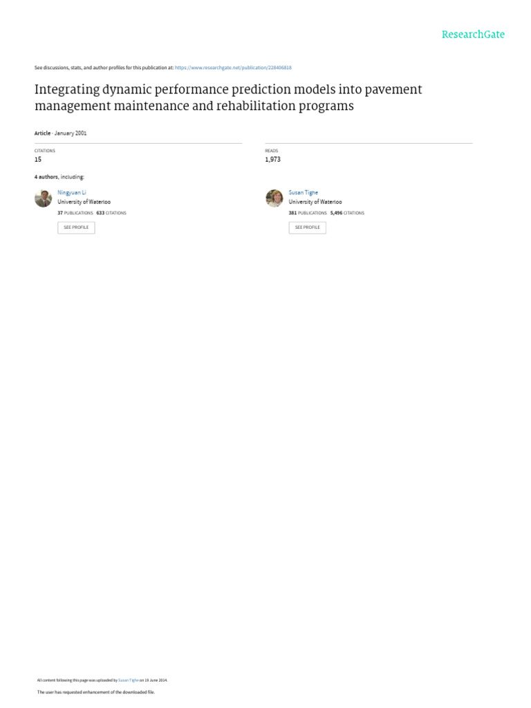 Integrating Dynamic Performance Prediction Models | PDF | Road Surface ...
