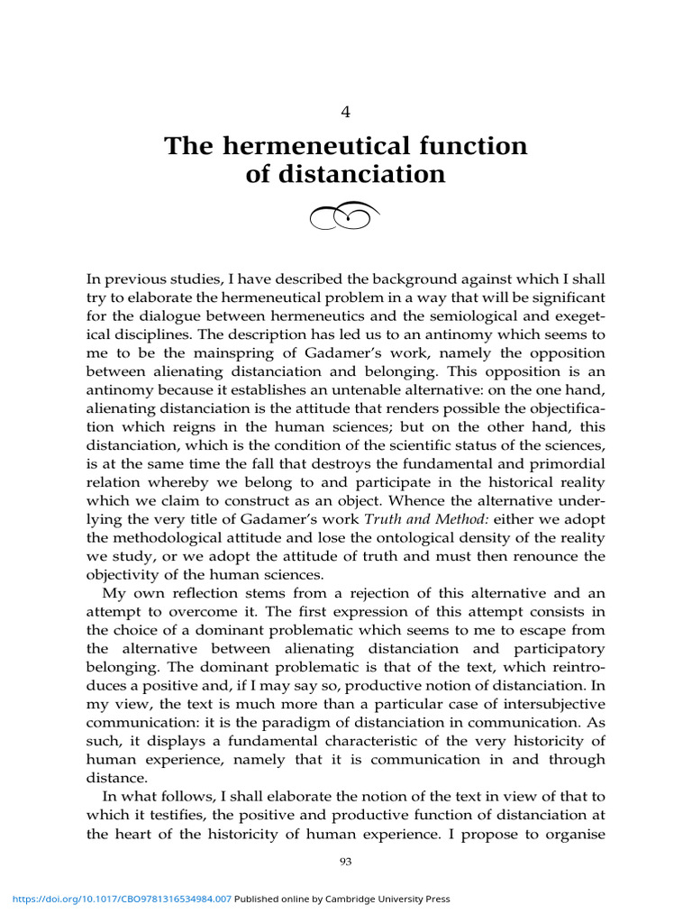 Hermeneutics and Distanciation Dynamics | PDF | Martin Heidegger ...