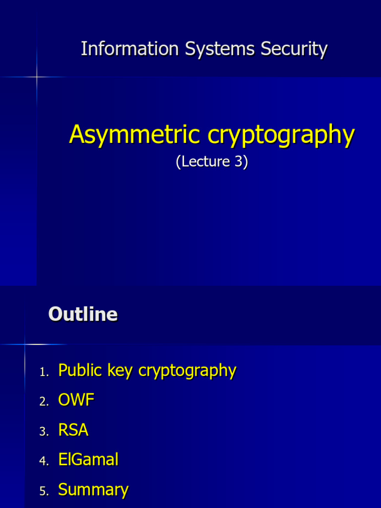 ISS L3 AsymmetricCrypto 2 | PDF | Public Key Cryptography | Cryptography