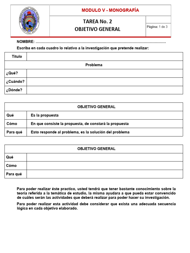 5 2 TAREA No. 2 OBJETIVO GENERAL | PDF