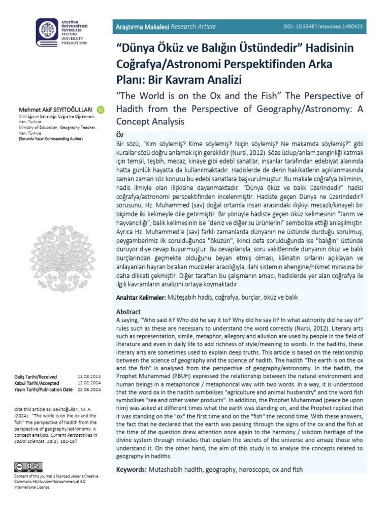 "Dünya Öküz Ve Balığın Üzerindedir" Hadisi | PDF
