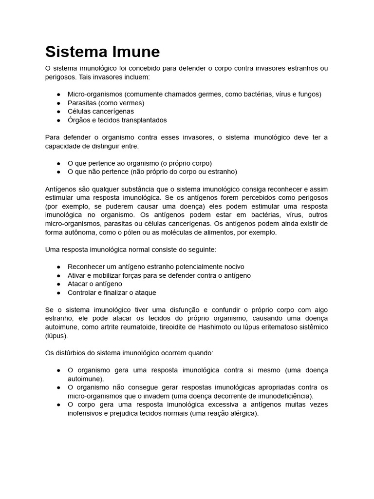 Sistema Imune Pdf Sistema Imunológico Sistema Linfático